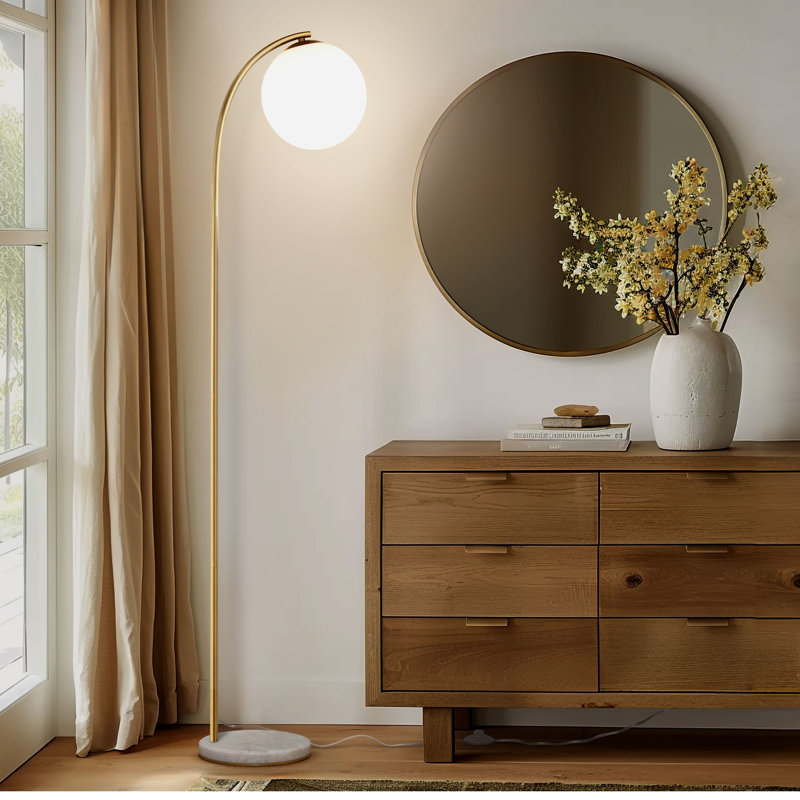 Brightech Luna Drop 75 in. Modern LED Arc Floor Lamp with Frosted Glass ...