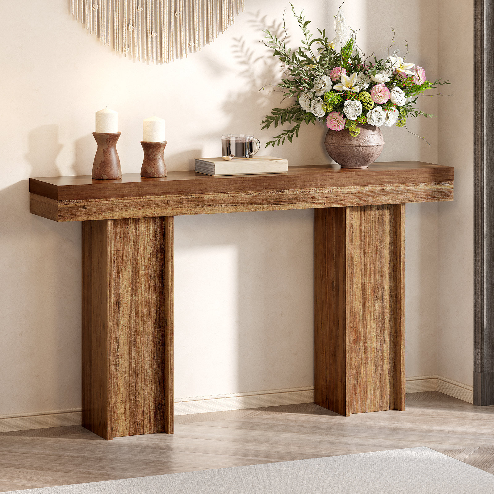 Gracie Oaks 54" Narrow Console Table Sofa Table with Back Hidden ...