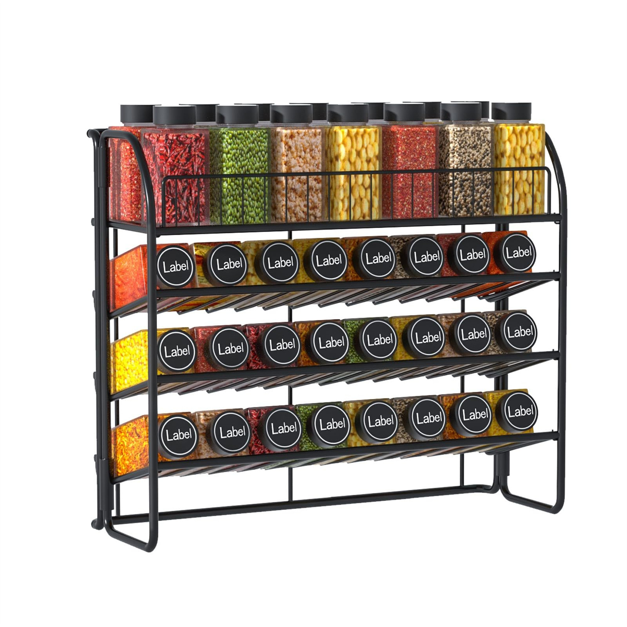 Belfry Kitchen Spice Rack 4 Tier Spice Rack Free Standing Spice Rack Organiser Without Jars Metal Seasoning Rack For Kitchen Countertop Cupboard Pantry Black Wayfair
