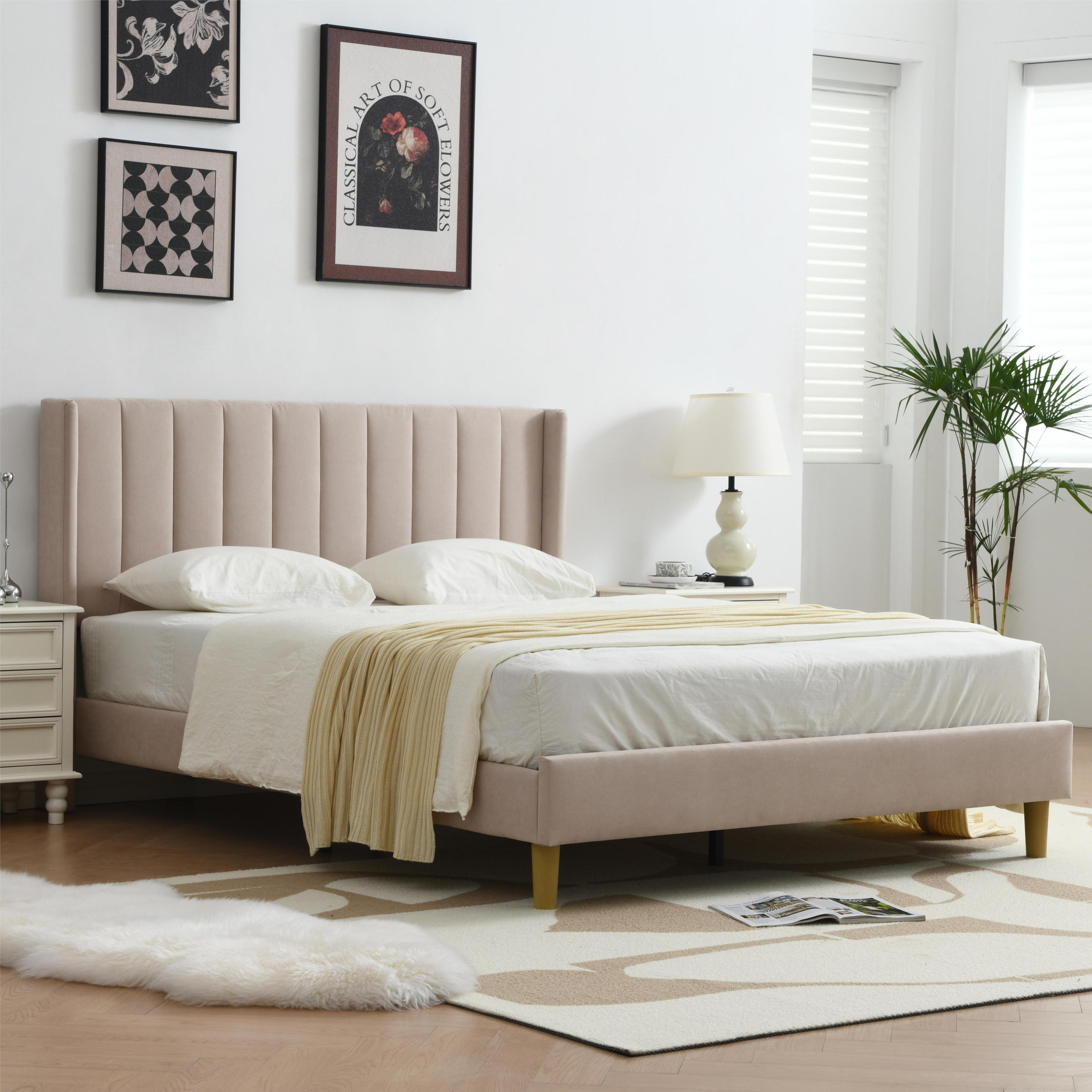 Ebern Designs Torrick Upholstered Platform Bed with Tufted Wingback ...