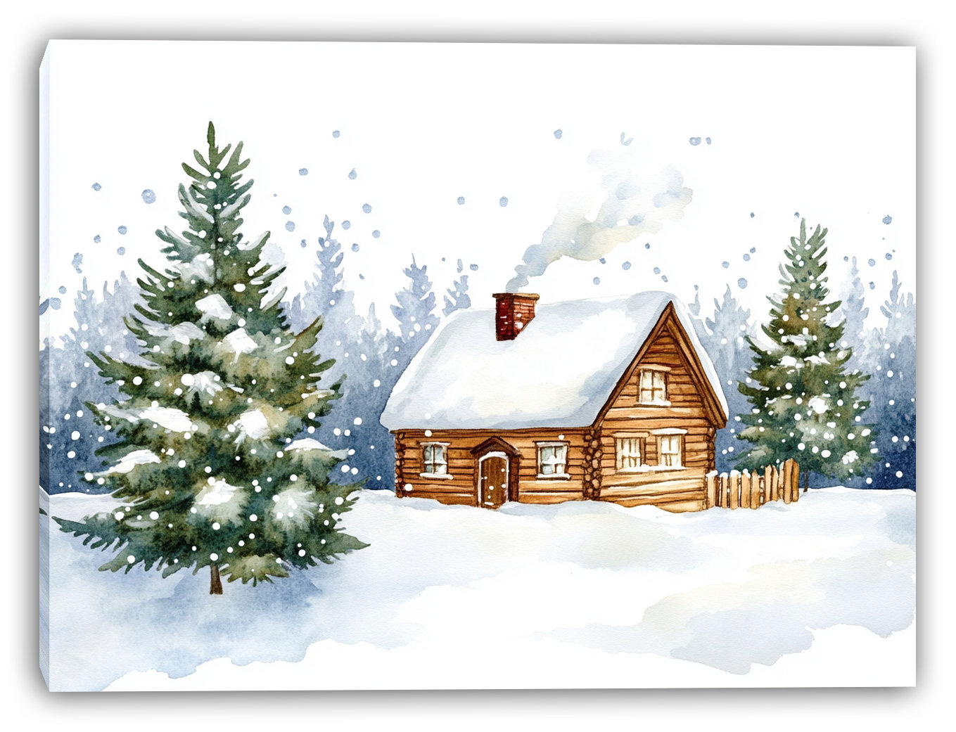 Union Rustic Snowfall at the Cabin Wrapped Canvas Wall Art | Wayfair
