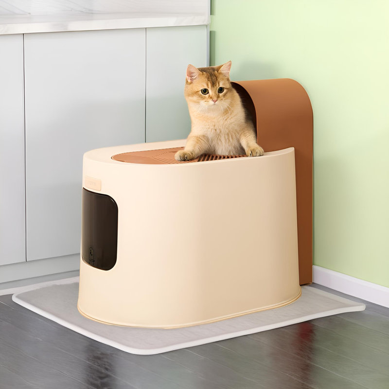 Tucker Murphy Pet™ Cat Litter Basin, Oversized, Fully Semi Enclosed Cat ...