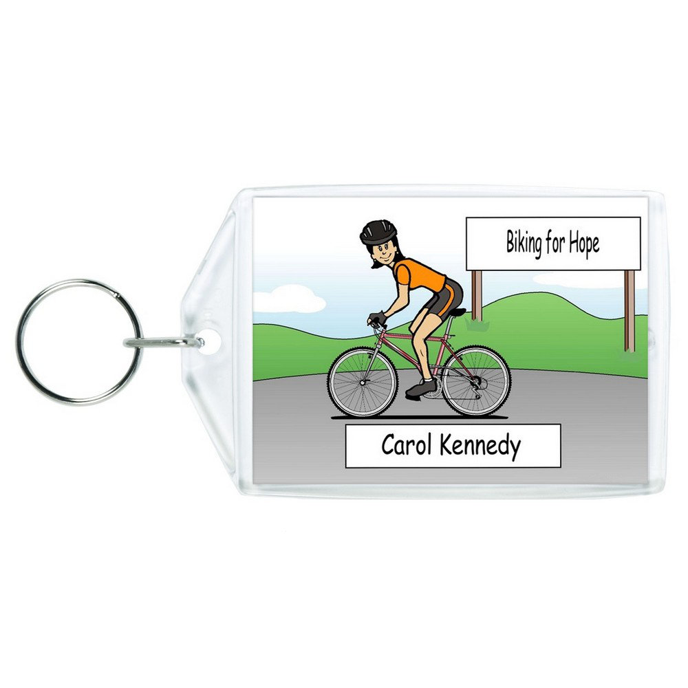 Printed Perfection Personalized Cyclist Female Acrylic Key Chain | Wayfair