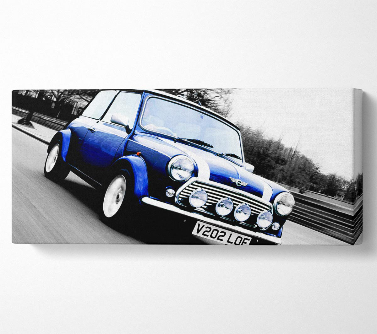 Latitude Run Mini Cooper Retro Blue - Wrapped Canvas Art Prints ...