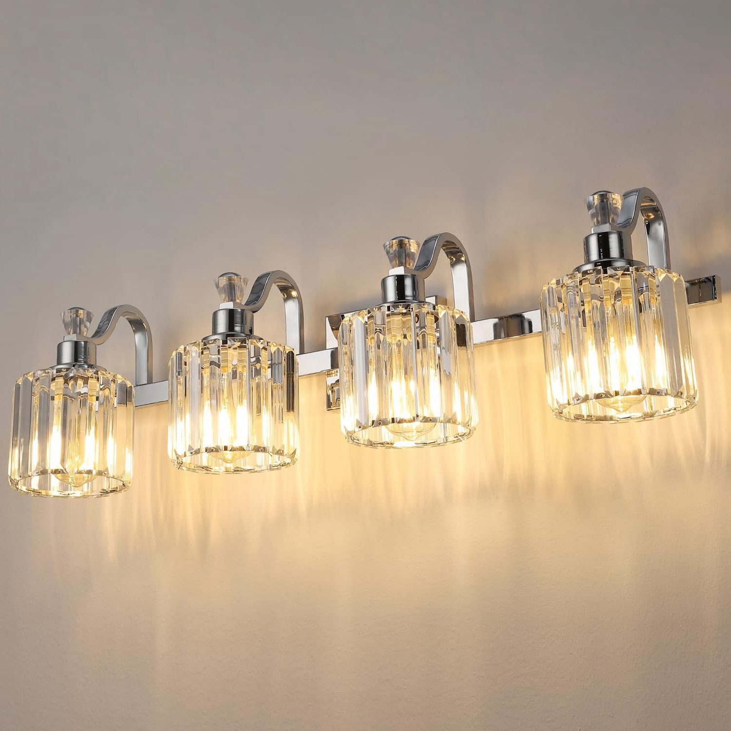 Mercer41 Crystal Vanity Lights For Bathroom, 3 Colour Temperatures ...