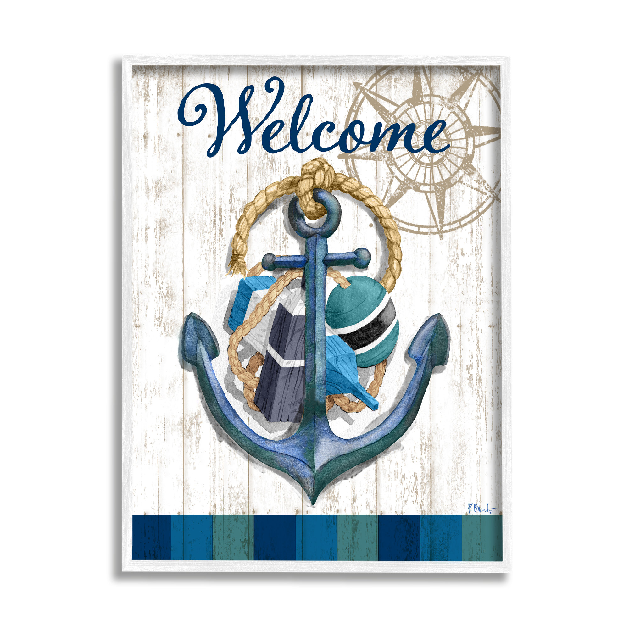 Breakwater Bay Welcome Nautical Buoys Framed Giclee Art Design By Paul ...