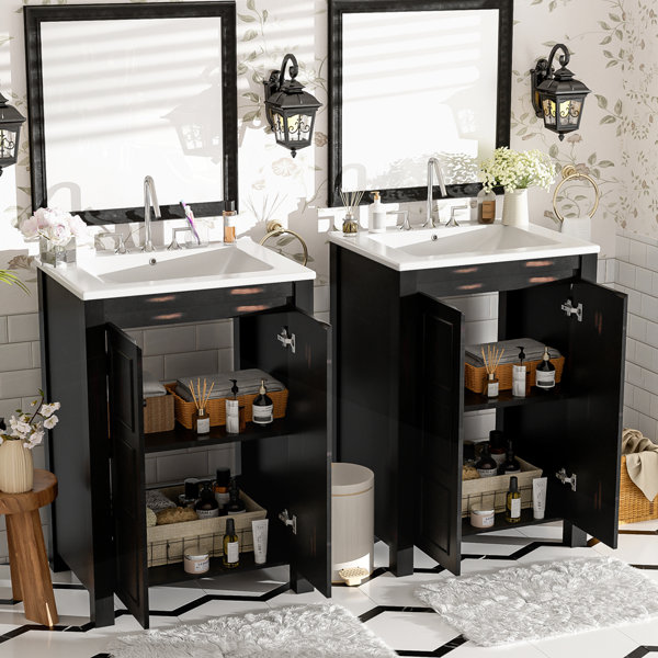 Ebern Designs Small Bathroom Vanity Combo with separate Double Vanities ...