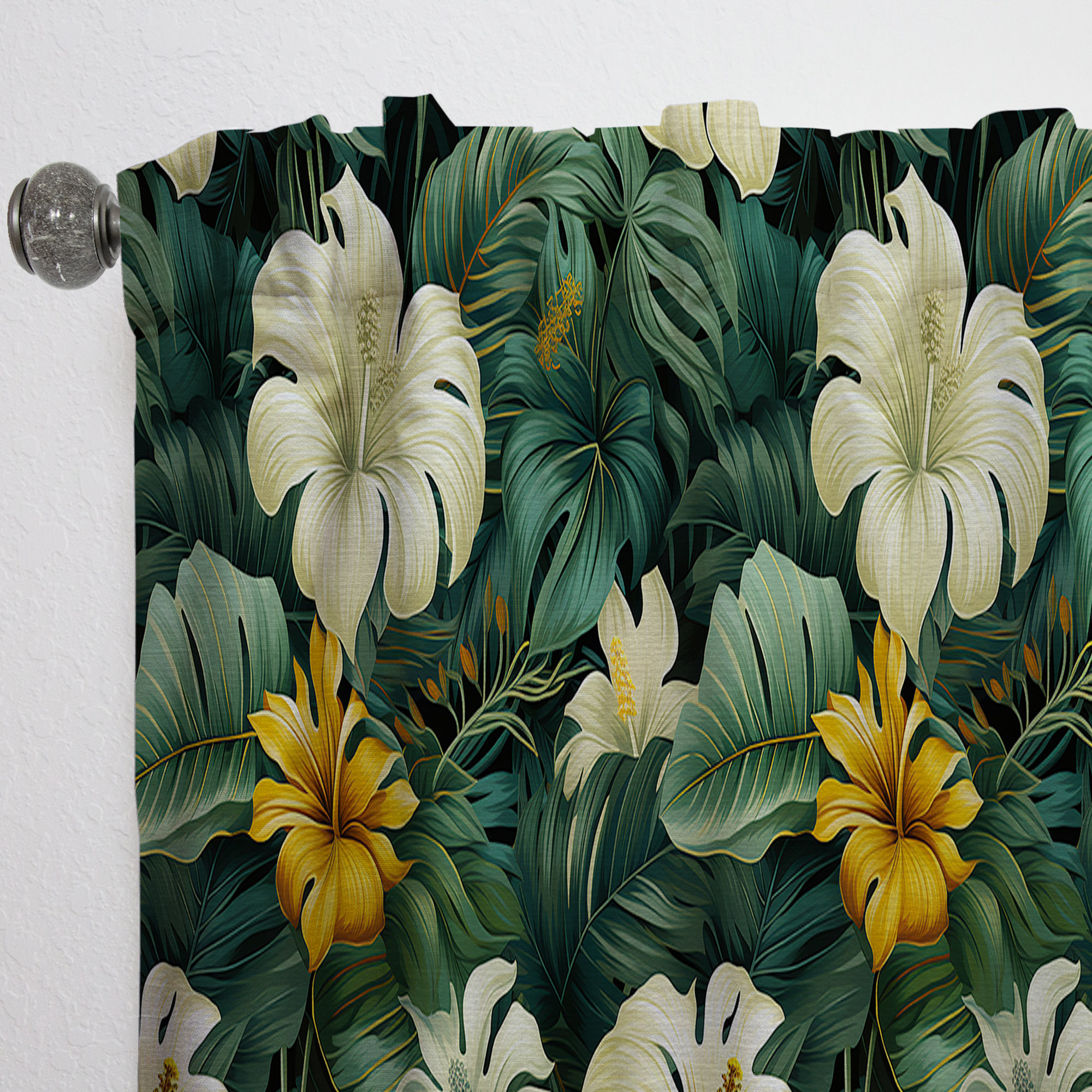 Design Art Monstera Elegance Tropical Pattern III - Tropical Curtain ...