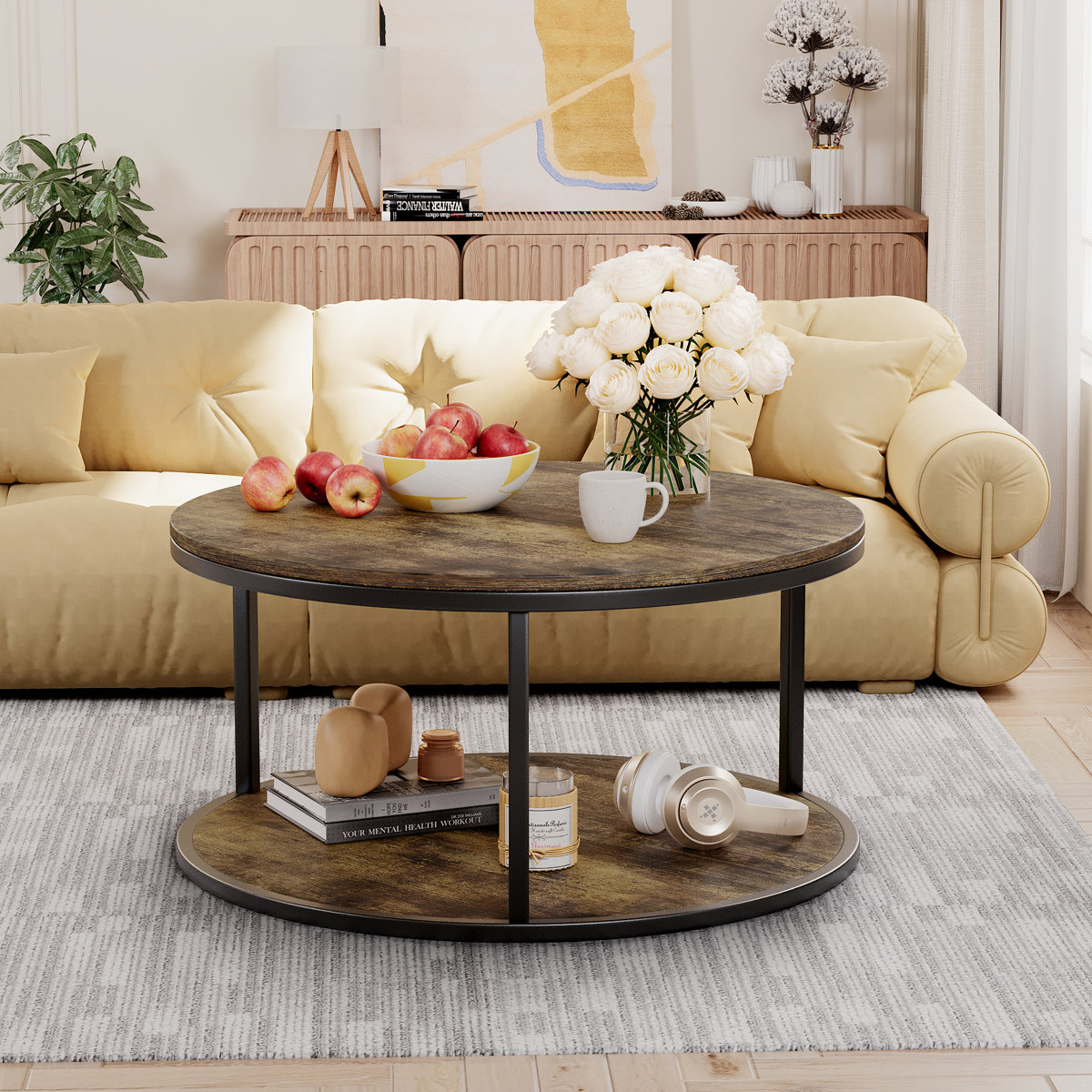 17 Stories 36-inch Round Coffee Table, Double-decker Design & Reviews ...