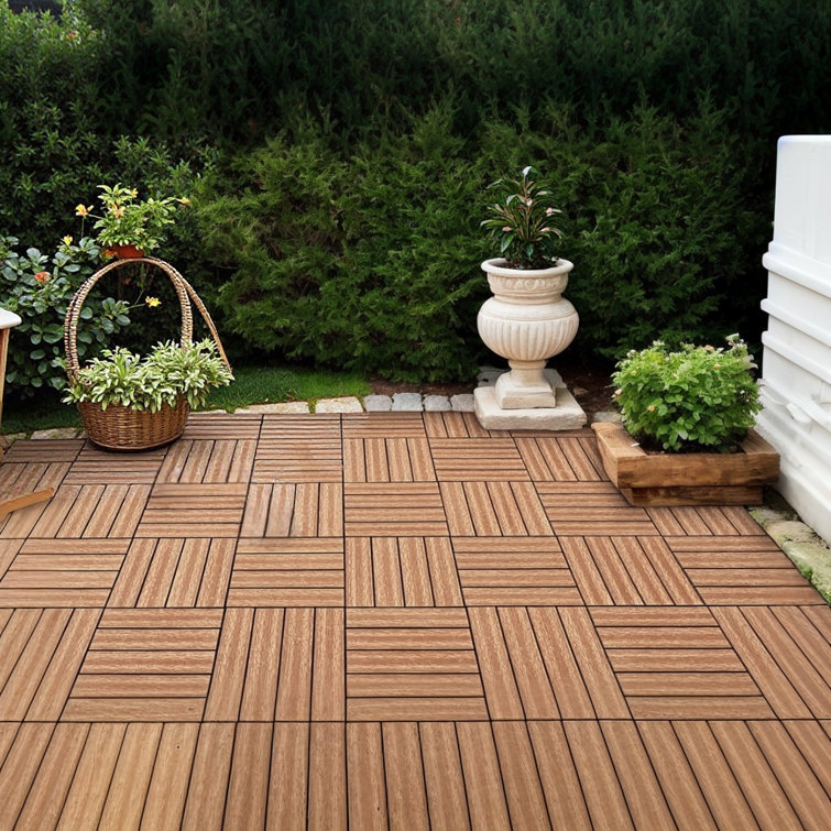 POPULUS TRADING 11.8'' L X 11.8'' W Wood-Plastic Composite Interlocking ...