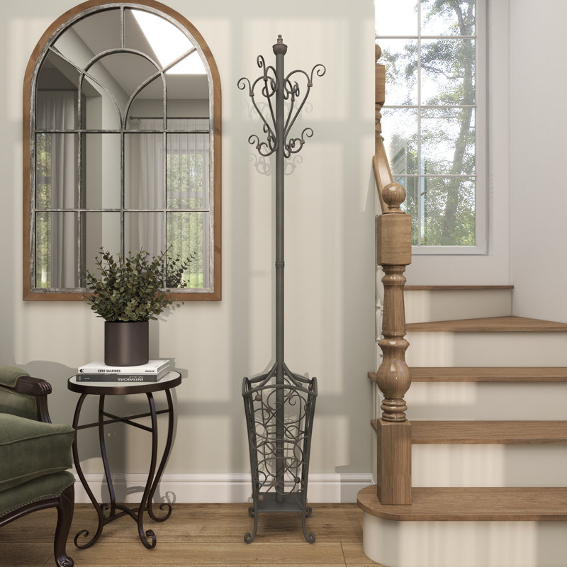 Astoria Grand Metal Vintage Style Black Coat Rack with Scroll Designs ...