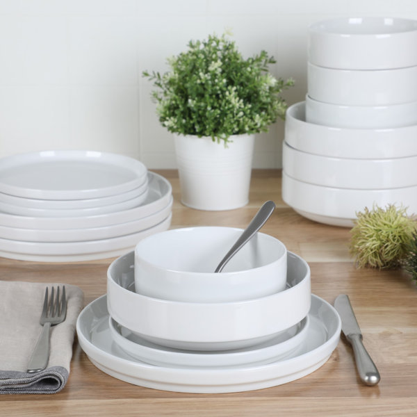 Gibson Home Rothernberg 16 Piece Stackable Porcelain Plates and Bowls ...