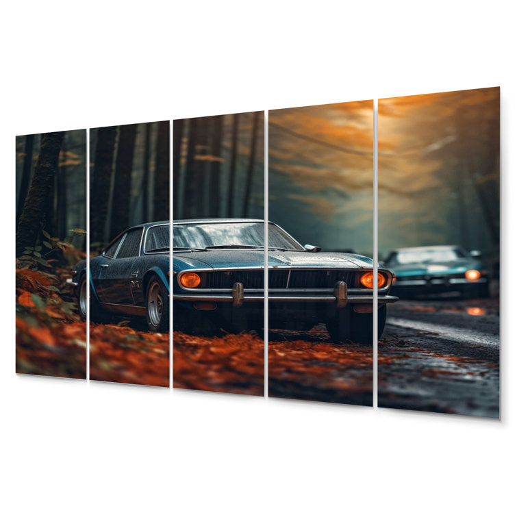 DesignArt Mustang Forest Drives I - Car Muscle Car Metal Wall Decor Set ...