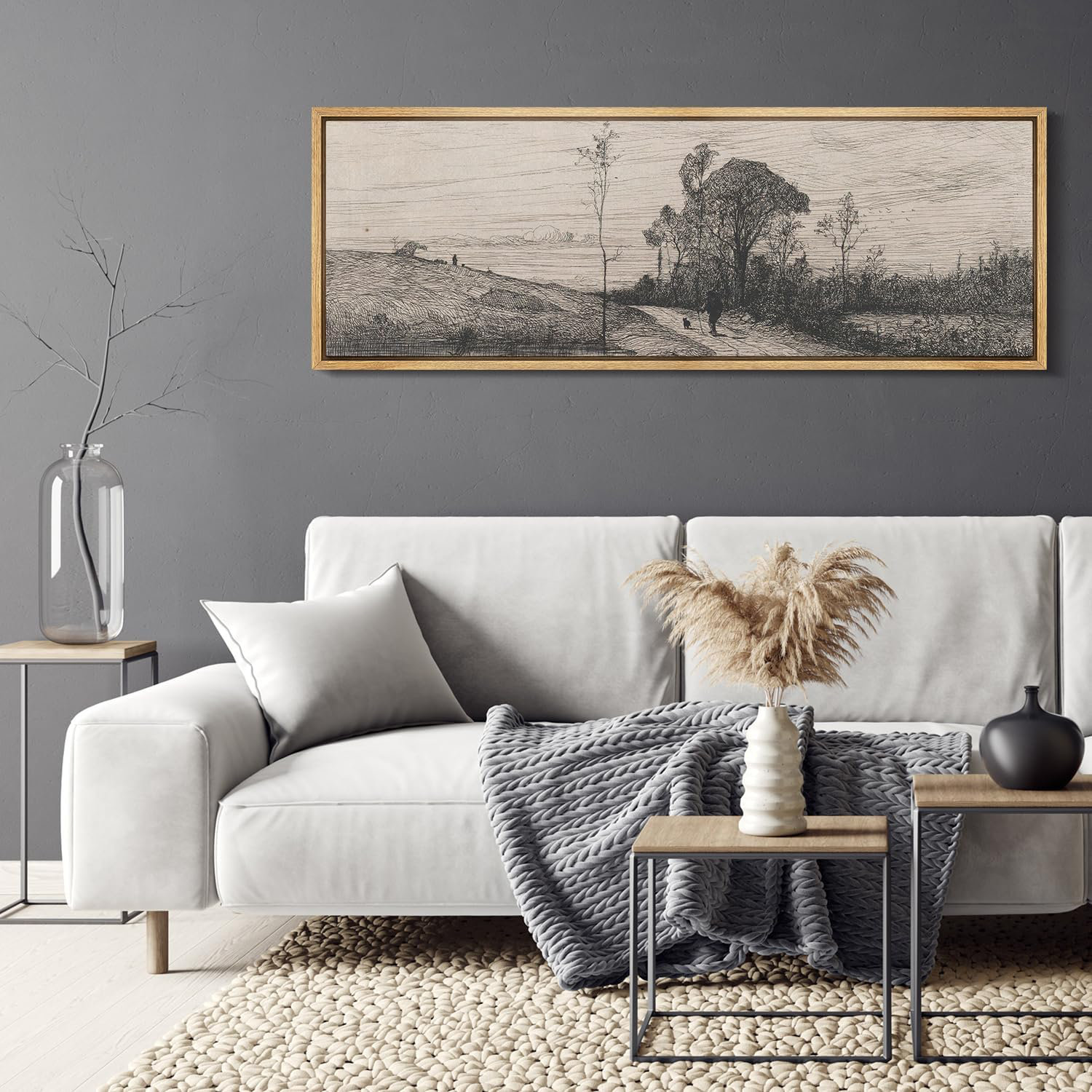 IDEA4WALL Rustic Countryside Rustic Pathway Pen-and-Ink Countryside ...