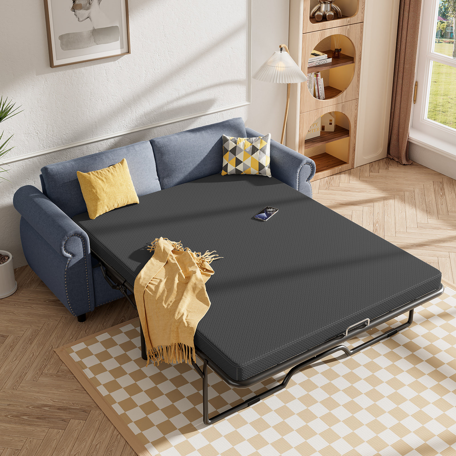 Lark Manor™ Full Sleeper Sofa With 4" Foldable Memory Foam Mattress, 2 ...