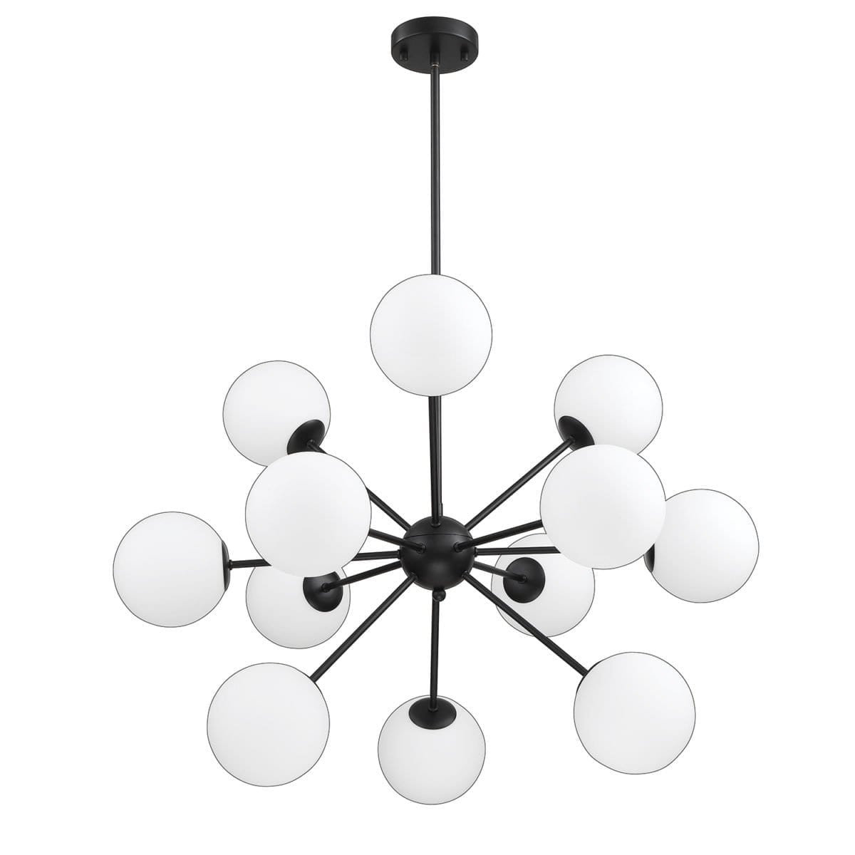 Corrigan Studio Elegant PHOENIX 12-Light Black Pendant With White Glass ...