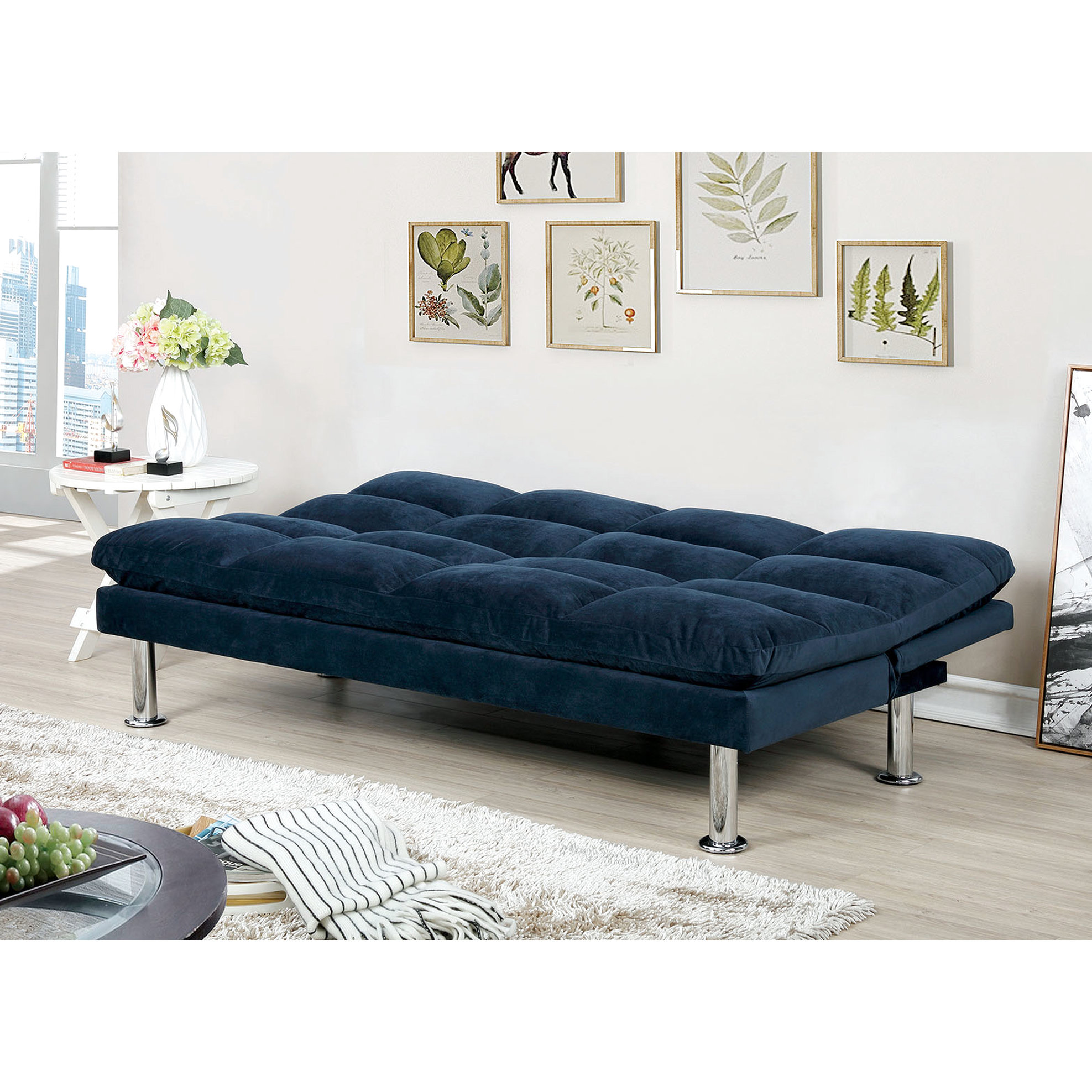 Latitude Run® 2 - Seat Navy Contemporary Microfiber Futon Converting To ...