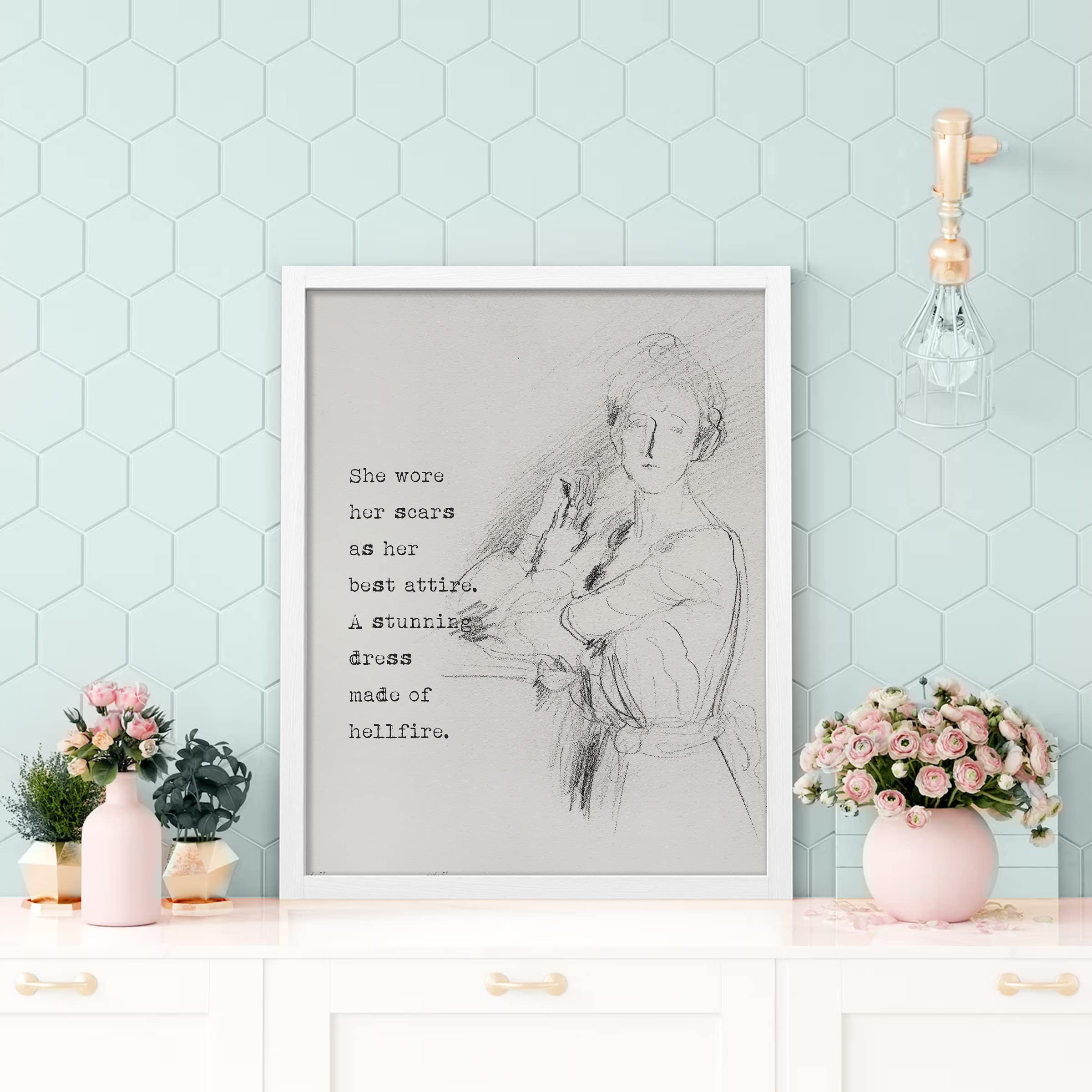 SIGNLEADER " She Wore Her Scars Black And White Simple Style Medieval ...