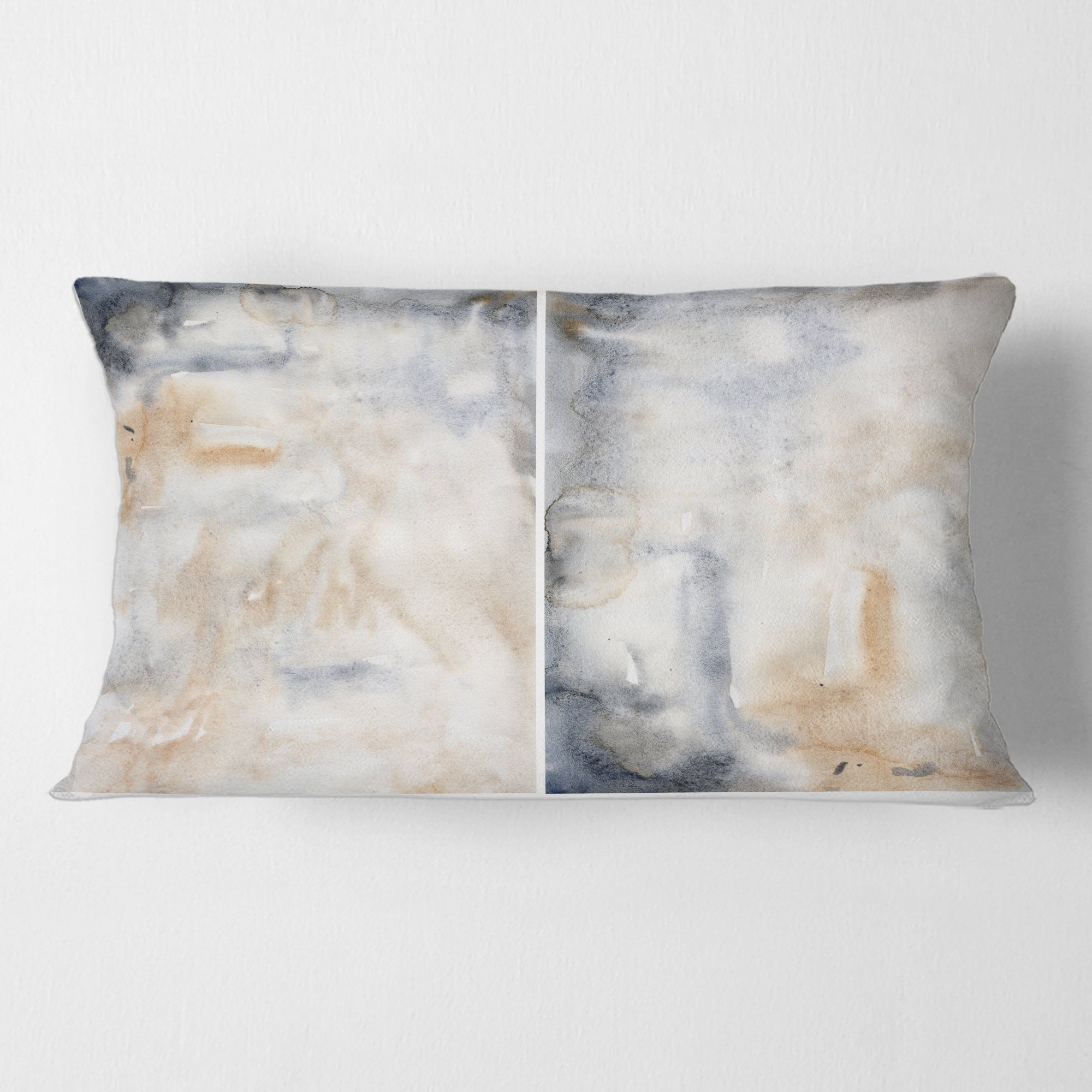 Design Art Paste Abstract With Dark Blue and Beige - Modern Printed Pillow | Wayfair