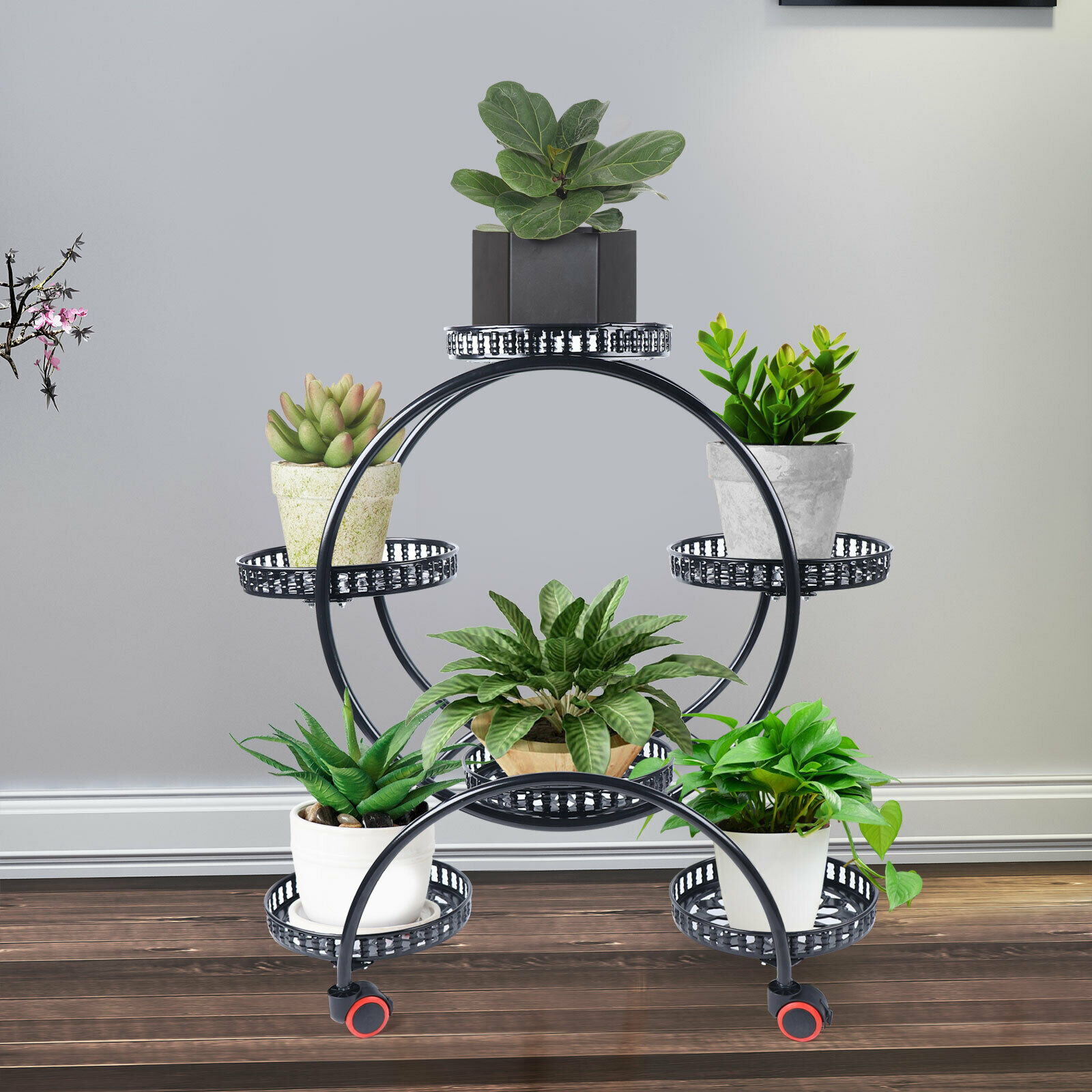 Red Barrel Studio 6 Pots Metal Plant Stands, Plants Flower Stand Holder ...