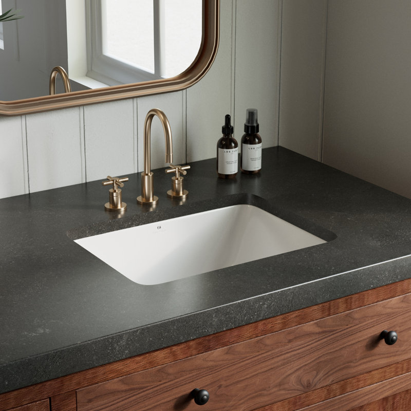 Los Flexi 20" x 15" Rectangle Undermount Bathroom Sink, White Ceramic ...