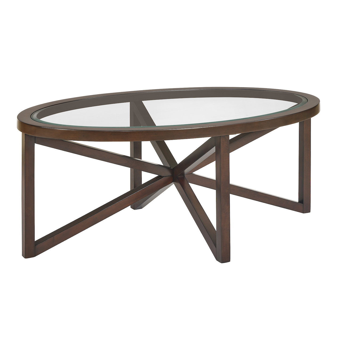 Wrought Studio™ 46.46''Modern Oval Glass Coffee Table with Solid Wood ...