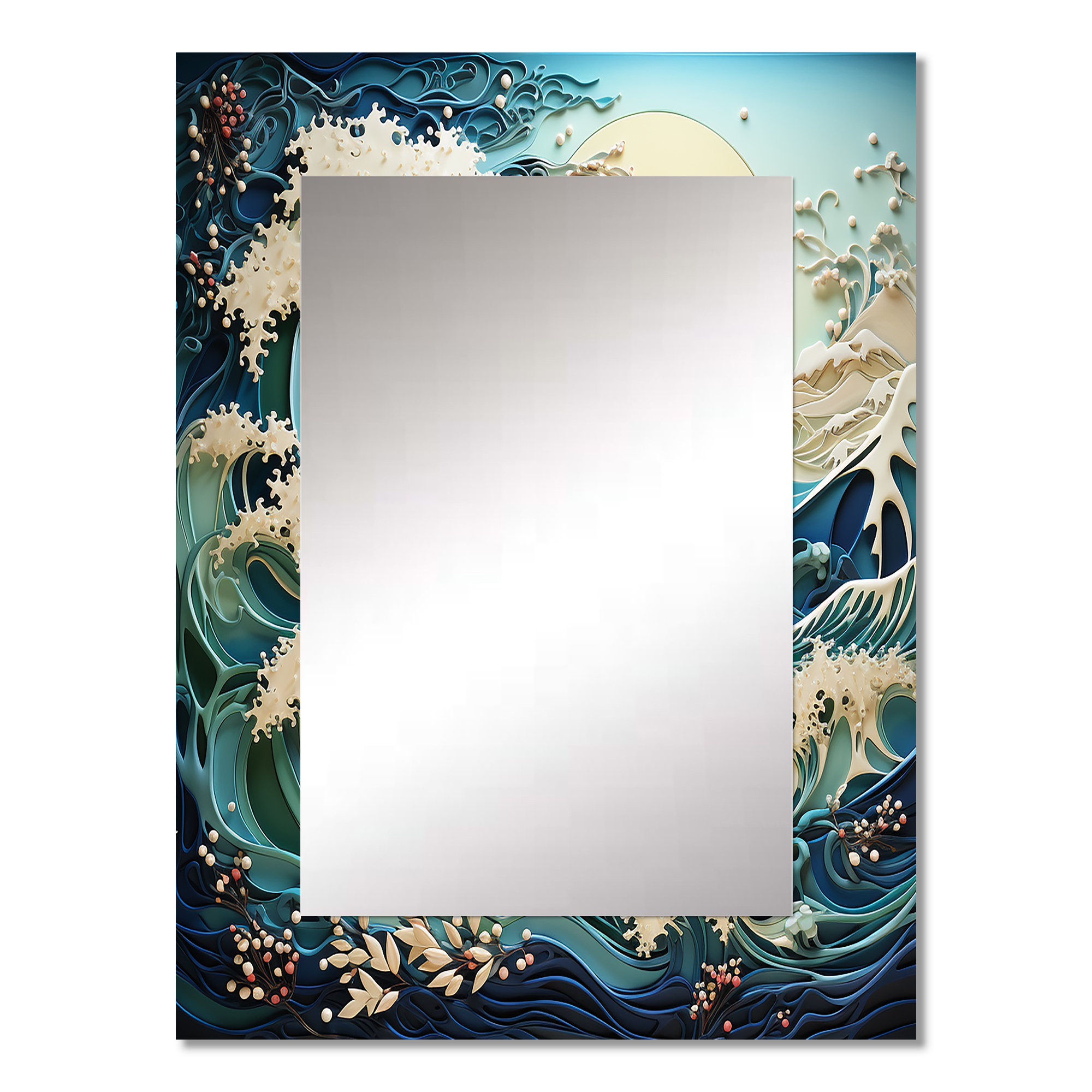 Dakota Fields Teal White Ocean Rhapsody - Ocean Mirror, Teal Unique ...