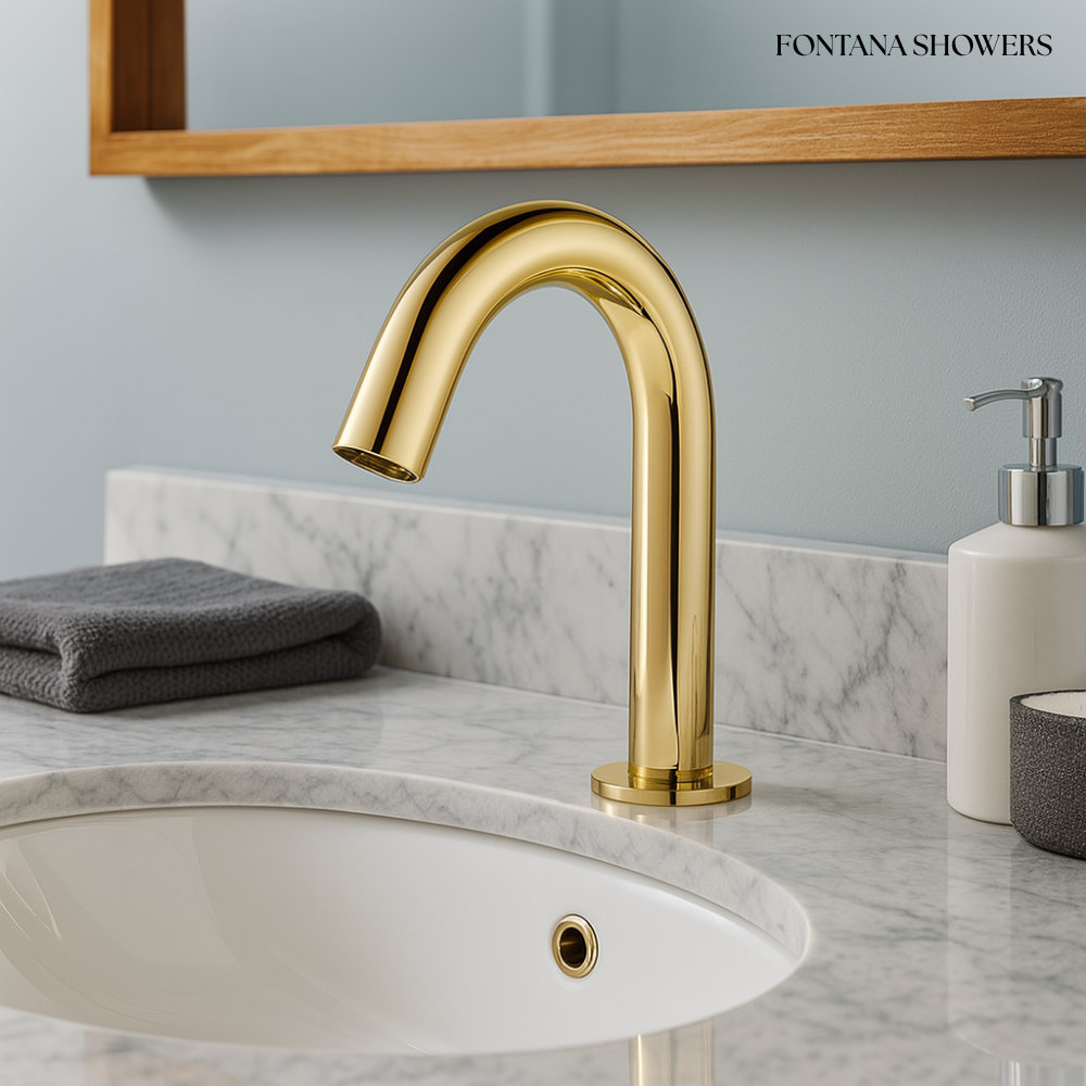 FontanaShowers Brio Commercial Gold Touchless Volume Sensor Faucet ...