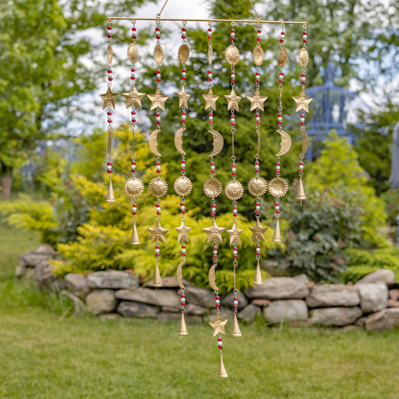 Arlmont & Co. Assorted Gold Metal Wind Chimes with Bells | Wayfair