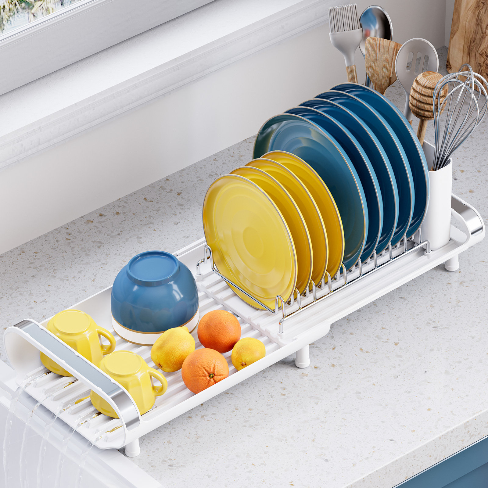 KINGRACK Small Dish Drying Rack, Expandable Kitchen Dish Rack,Stainless ...