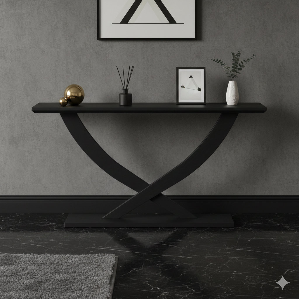 Latitude Run® 57-Inch Modern Rustic Console With Crossed-Leg Design ...