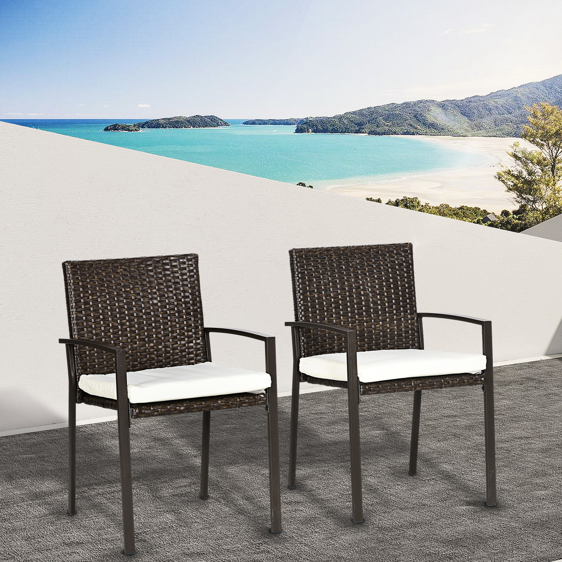 Latitude Run® Patio Dining Chairs With Cushion, 2 Piece. & For Garden ...