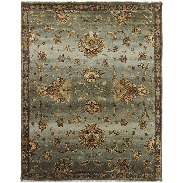 Madison Couture Rugs Oriental Hand Knotted Wool Blue/Gold Area Rug ...