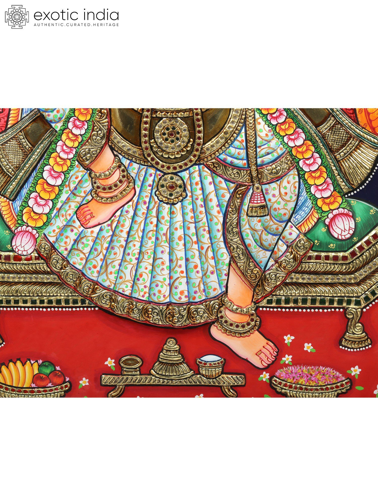 Exotic India Sitting Goddess Andal | Tanjore Painting with Frame | Wayfair