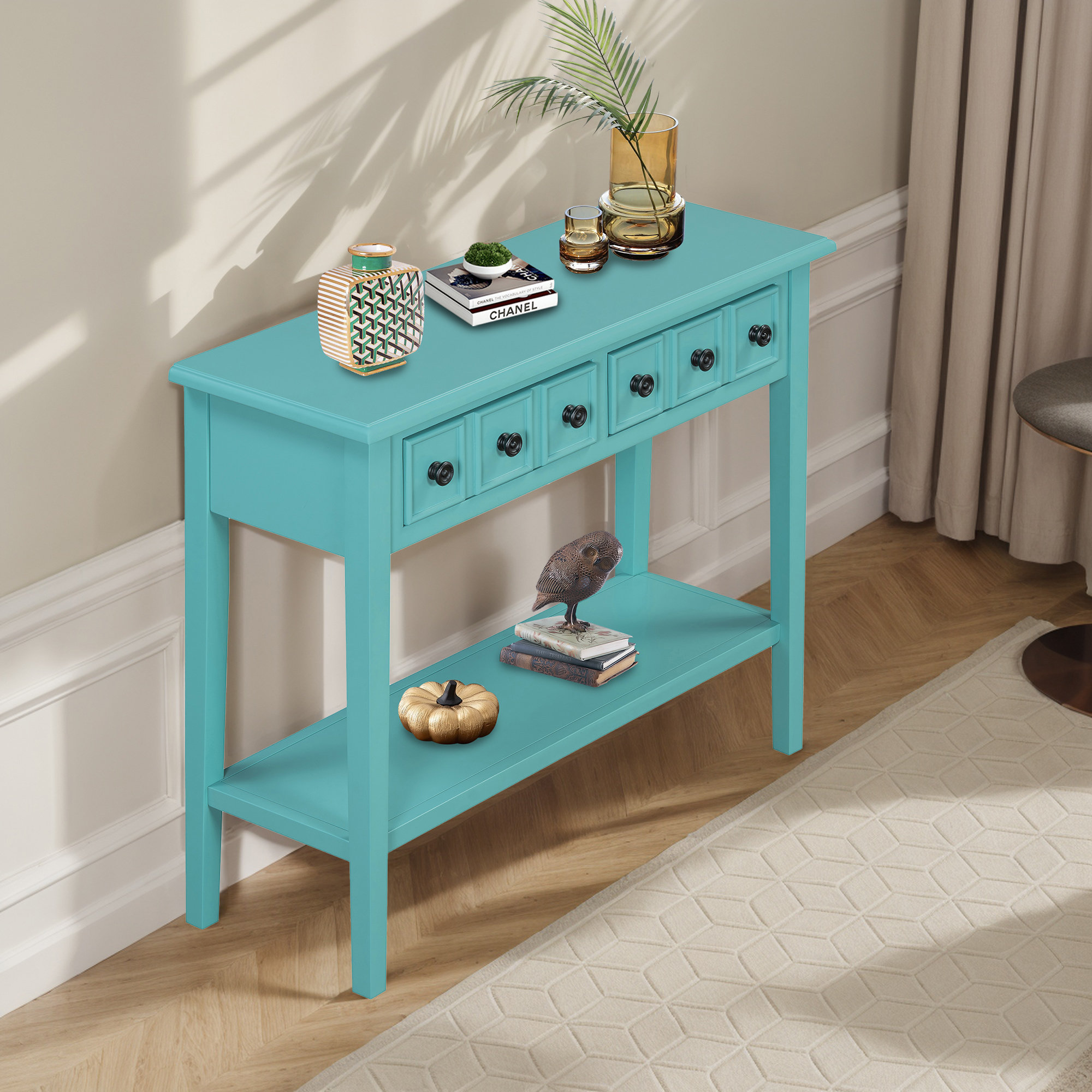 Lark Manor™ Solid Wood Console Table With Spacious Drawers And Bottom ...