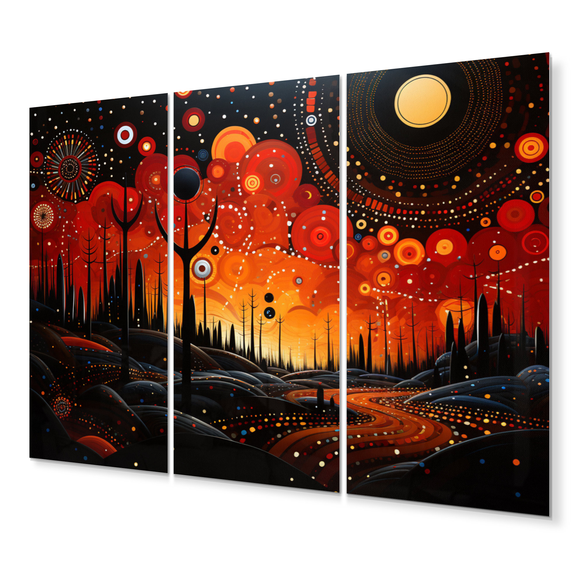 Millwood Pines African Tribal Rhythms Pointillism II On Metal 3 Pieces ...