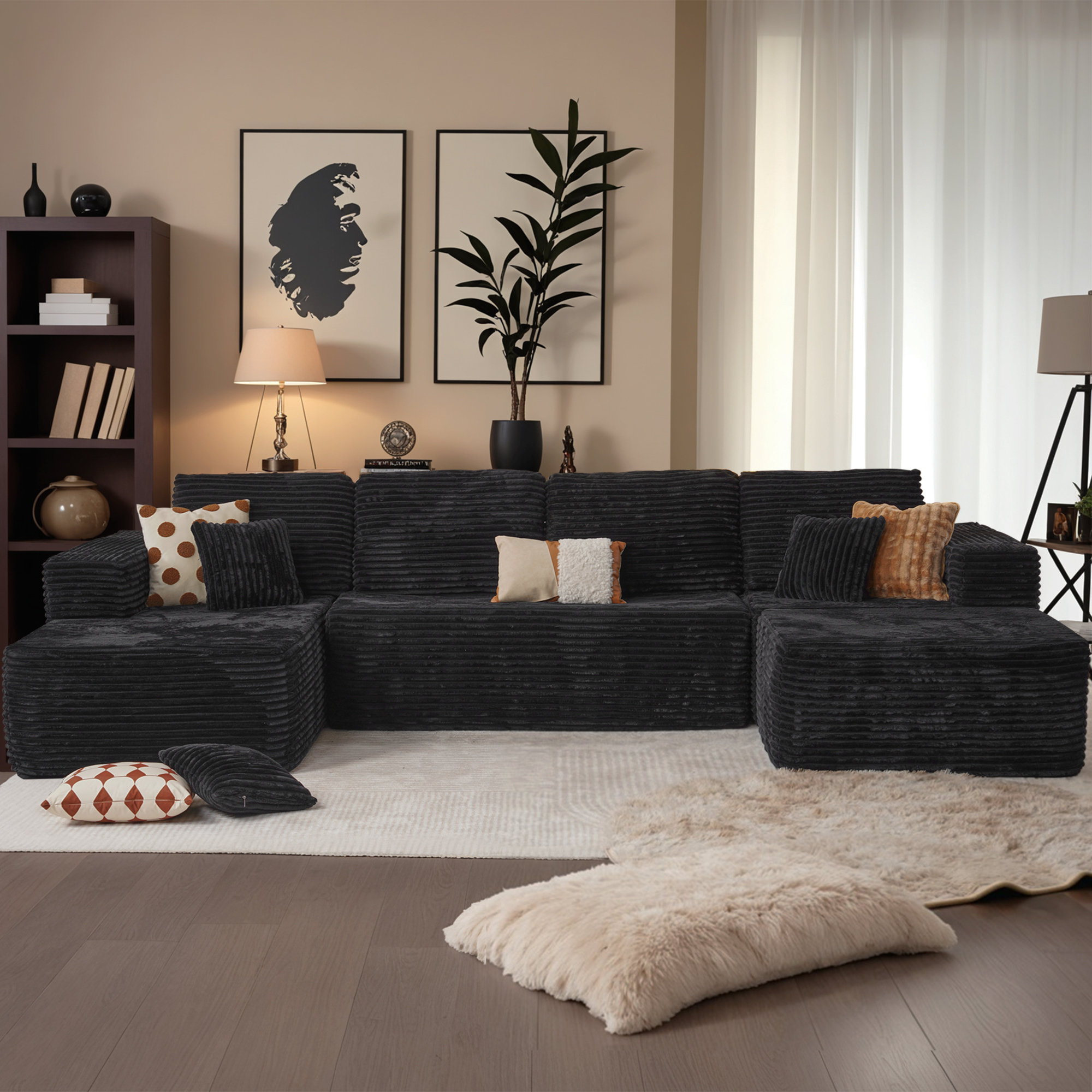 Everly Quinn Vivelle 3-Piece Modular Sectional Floor Sofa In Plush ...