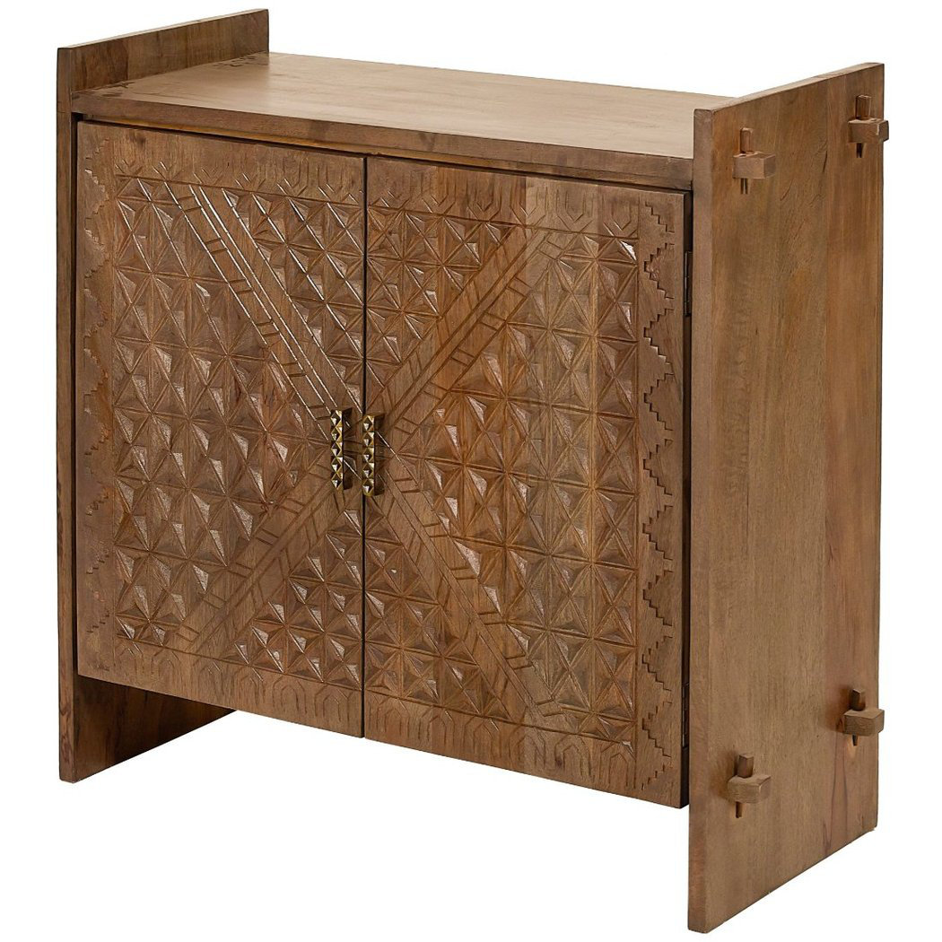 Dakota Fields 40 Inch Carved Wood Diamond Pattern Cabinet Storage Small ...