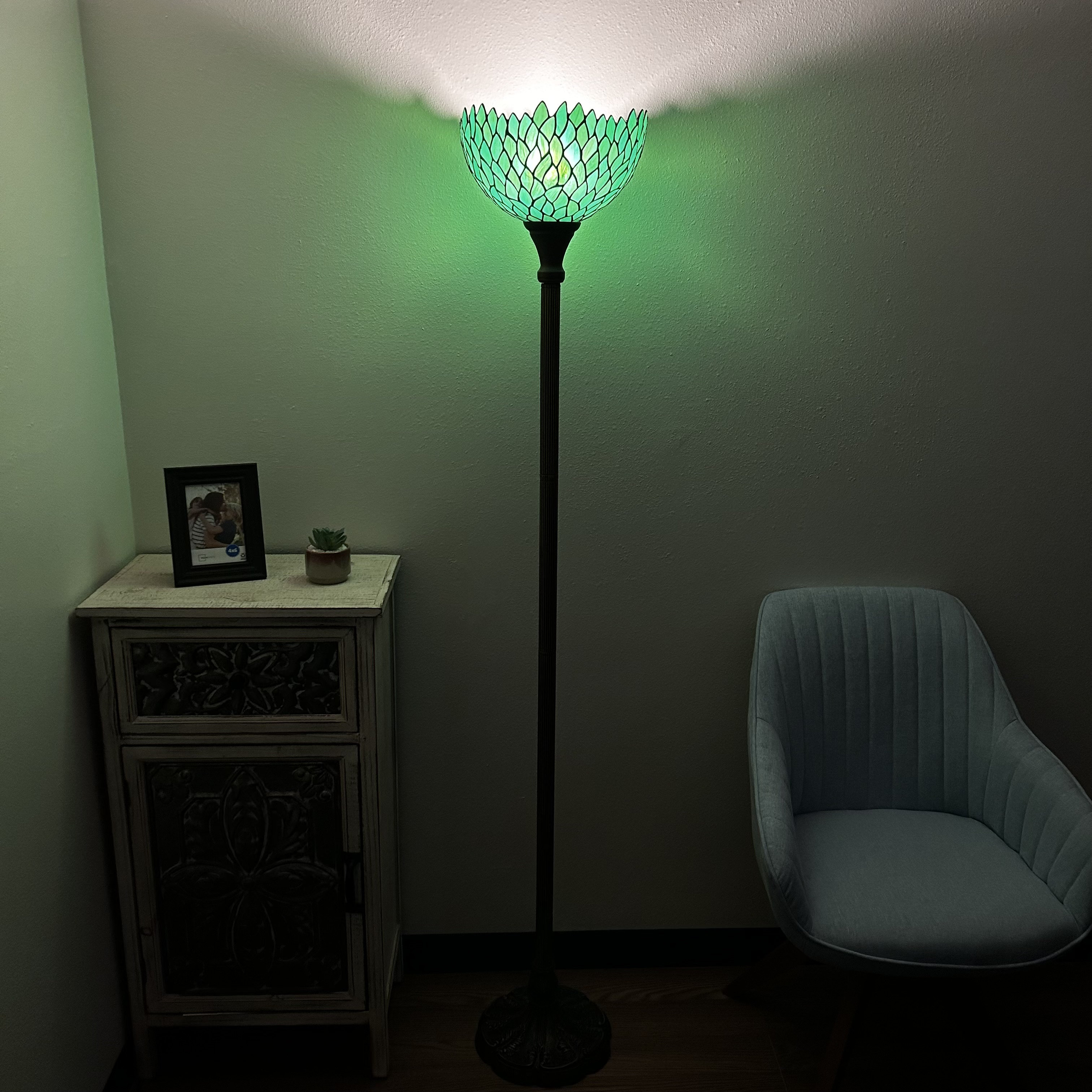 Fleur De Lis Living Fiecke Tiffany Torch Floor Lamp Green Leaves ...