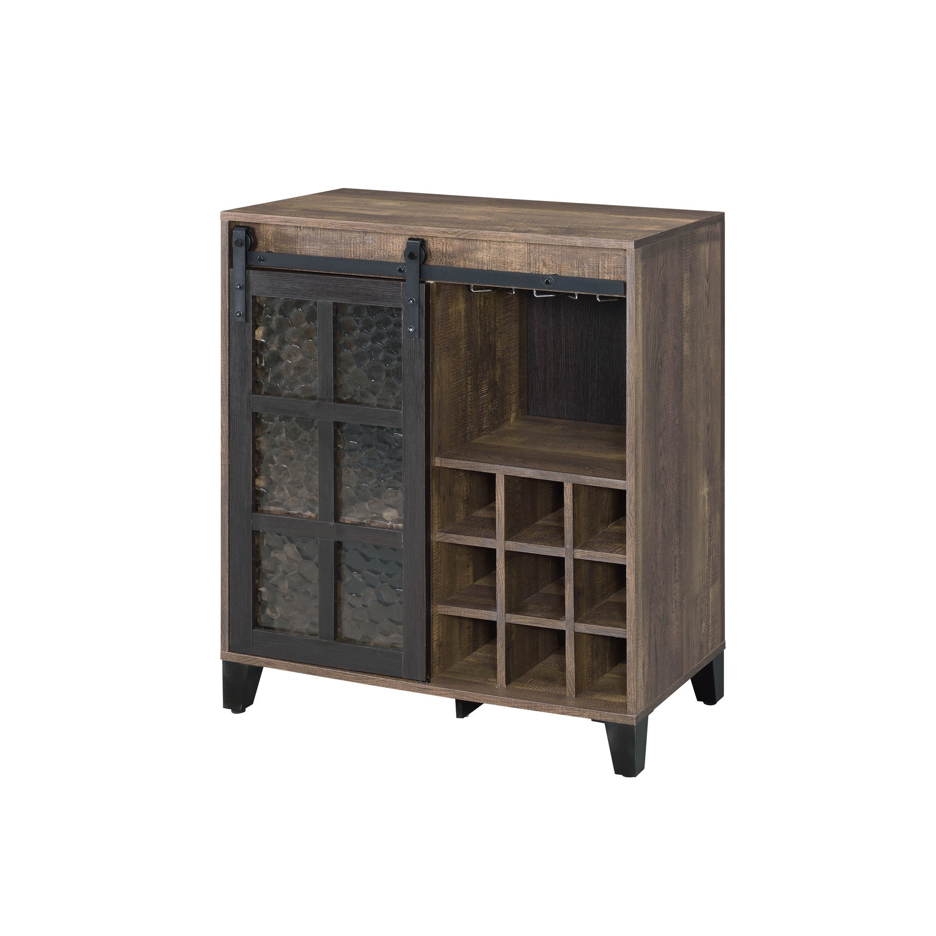17 Stories Wine Cabinet With Rustic Oak, Black Finish, And Obscure ...