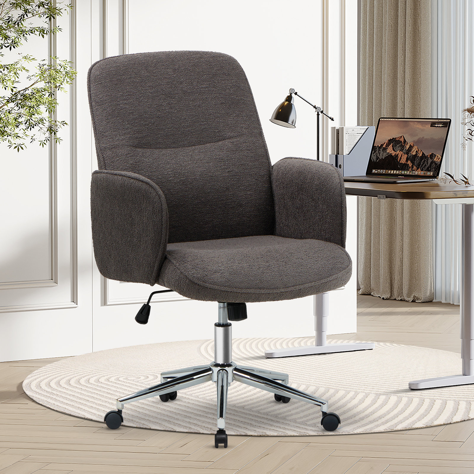 Latitude Run® Oversized Linen Upholstered Task Chair & Reviews | Wayfair