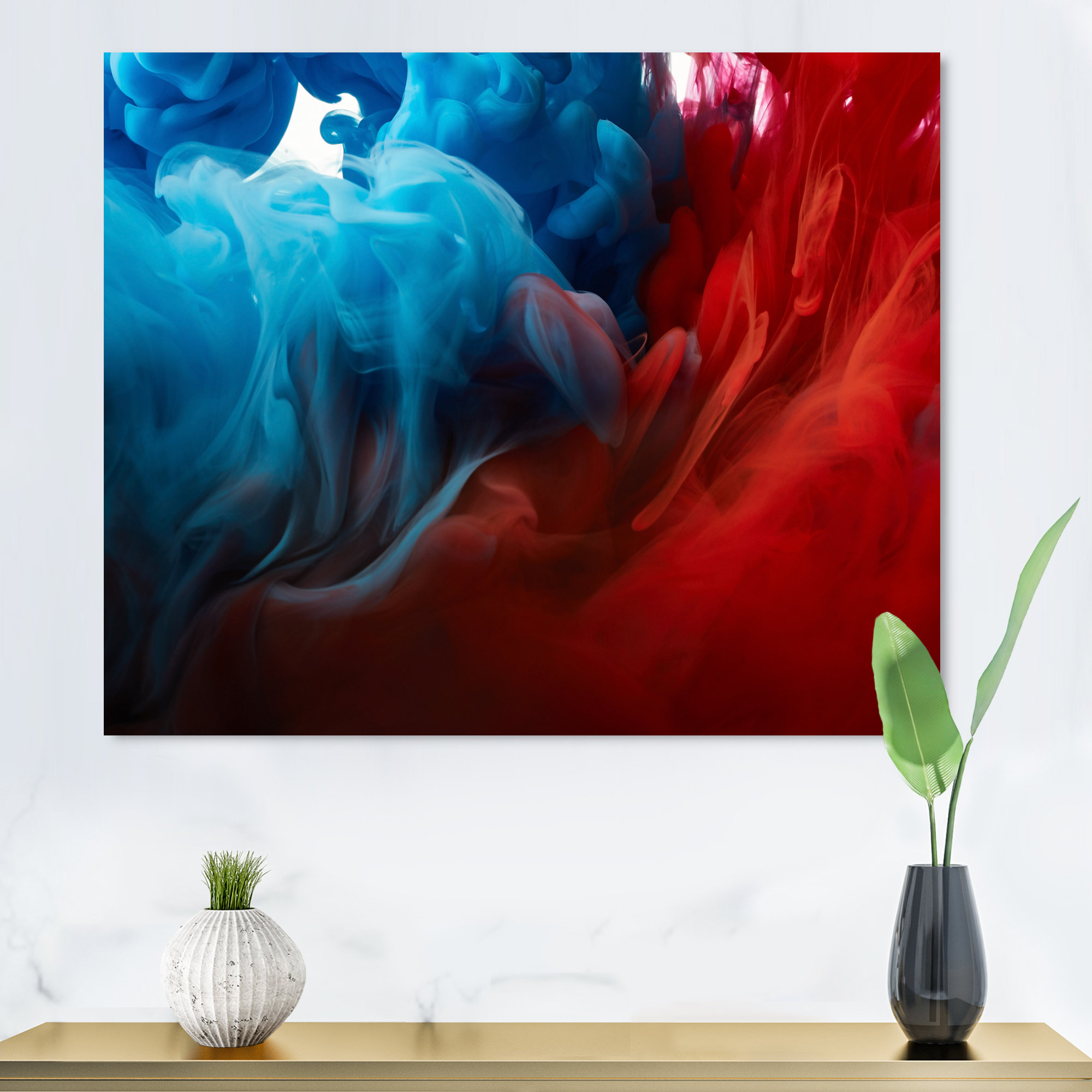 Wrought Studio™ Blue And Red Fluid Ink Art - Modern & Contemporary ...