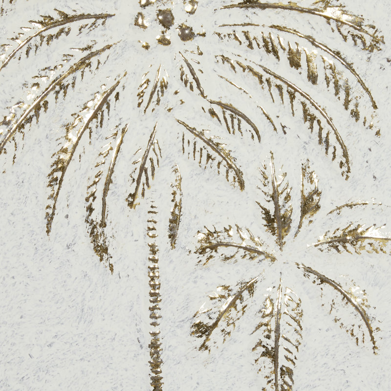 Bay Isle Home™ Metal Relief Palm Tree Home Wall Decor with Gold ...