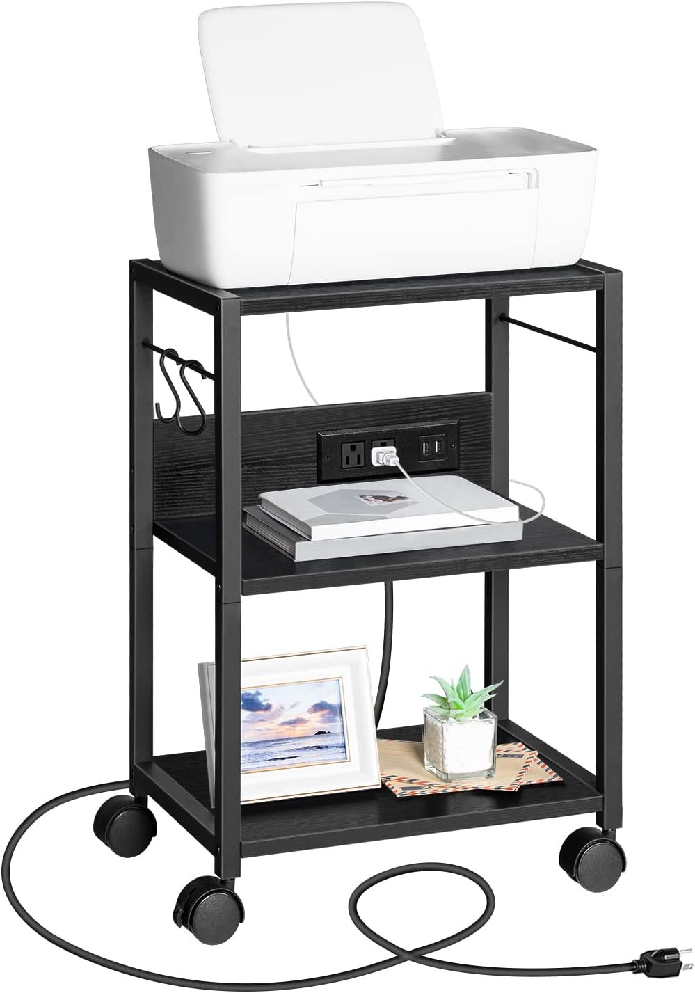 TIFONE Industrial Printer Cart, 3-Tier Mobile Printer Stand, Rolling ...