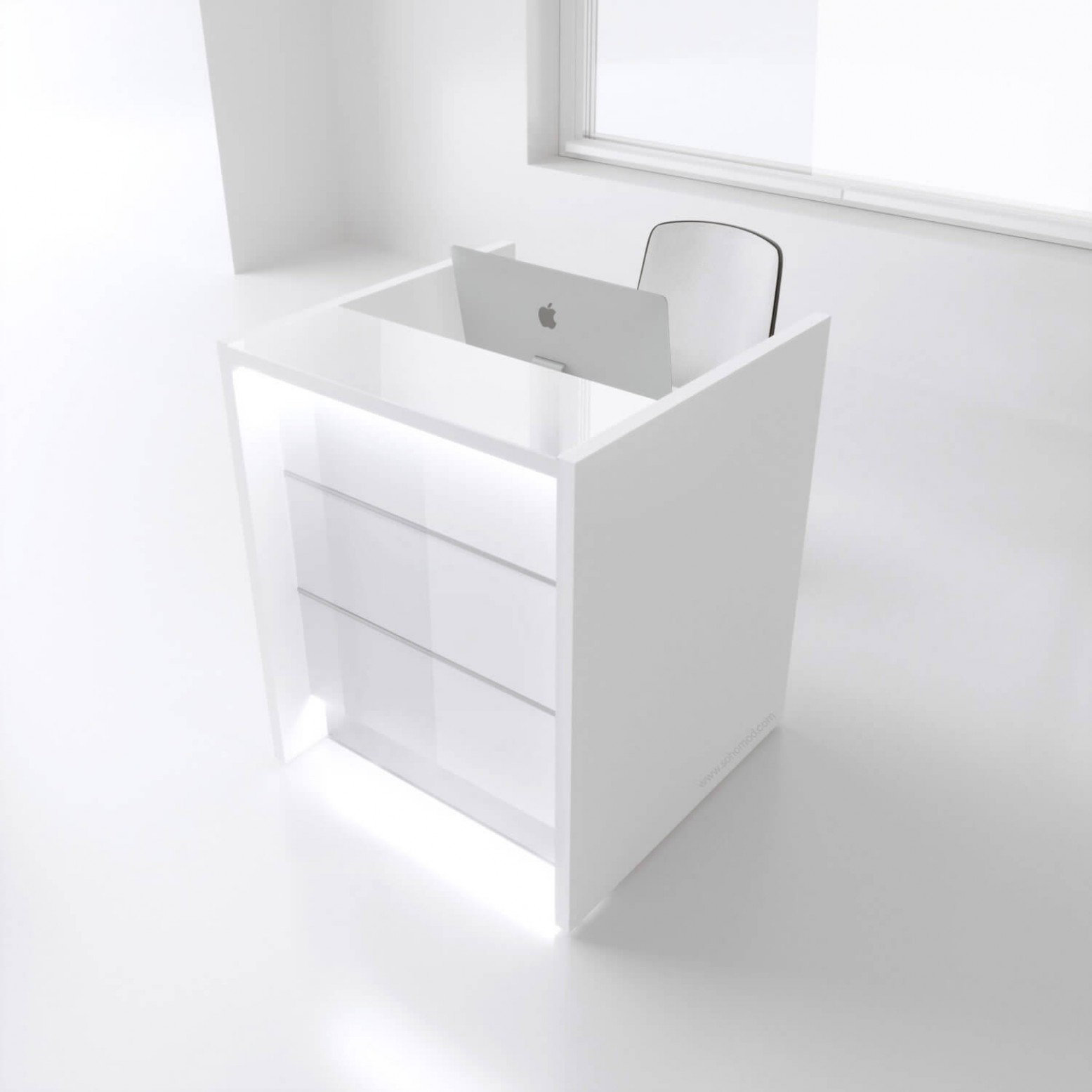 Inbox Zero VALDE 75" Straight Reception Desk with Storages & LED Light ...