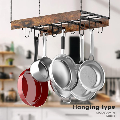 17 Stories Rectangle Hanging Pot Rack | Wayfair