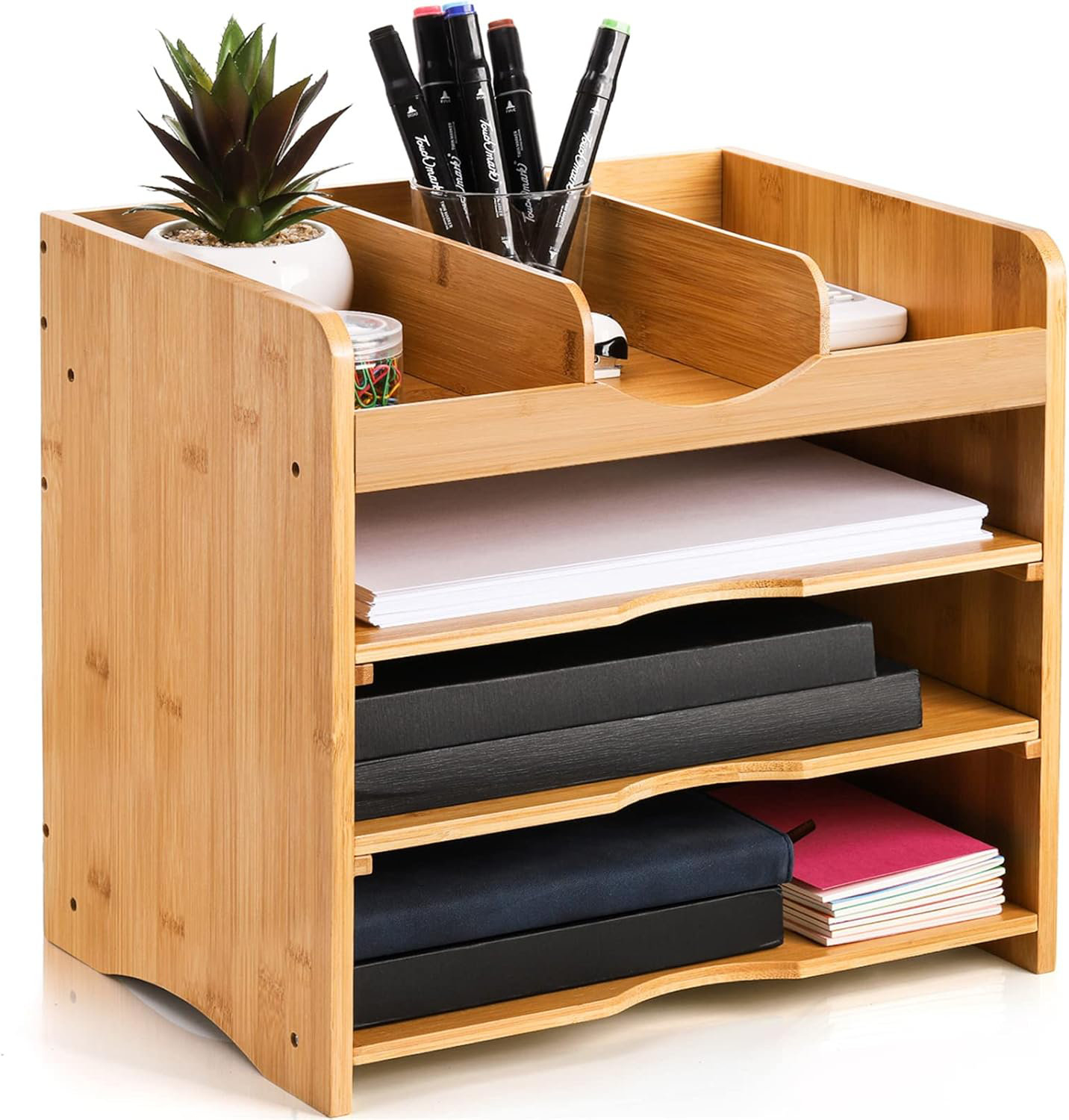 Hokku Designs Bamboo Desk File Organizer,Document Letter Tray Sorter ...