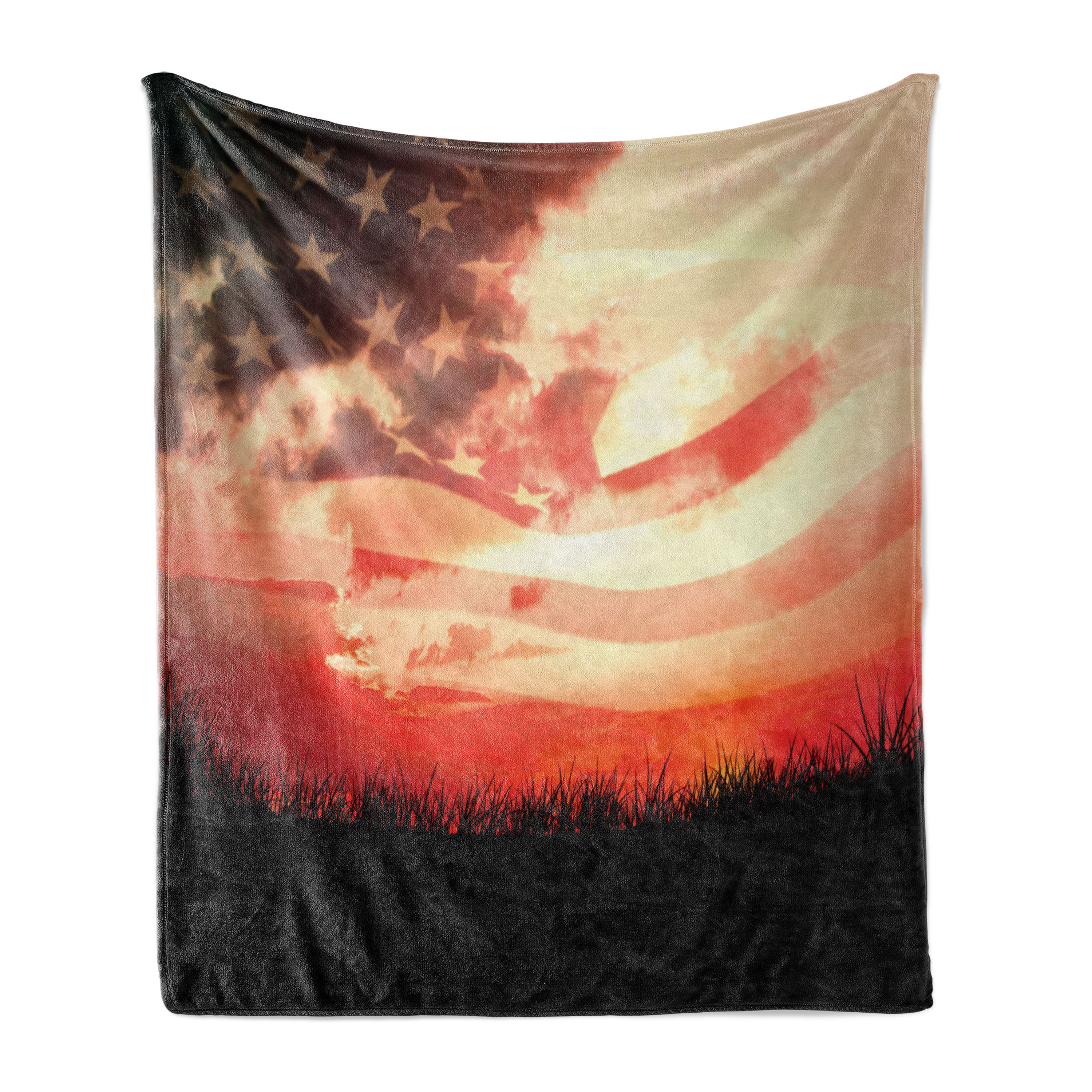 Ambesonne American Flag Fleece Throw Blanket Sunset Multicolor | Wayfair