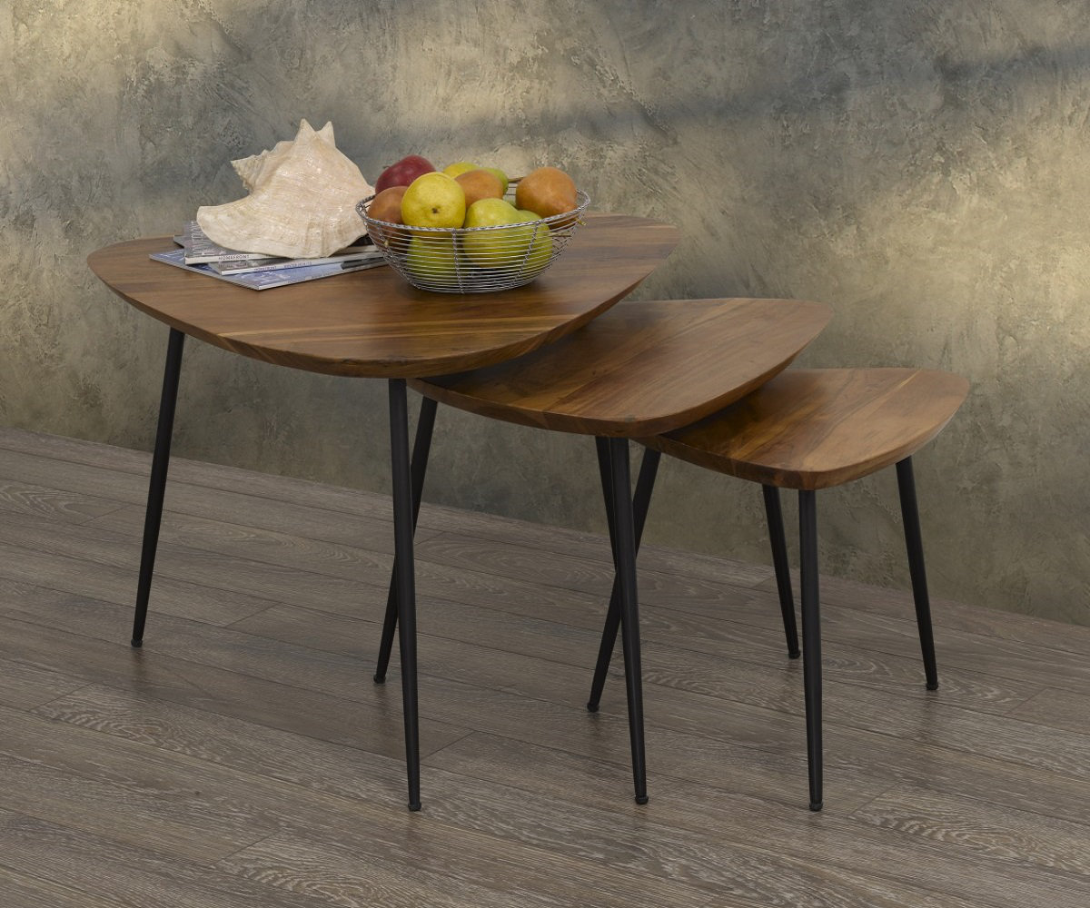 Brassex 3 Piece Nesting Table Set, Dark Oak/Black | Wayfair