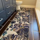 Ebern Designs Dichiera Floral Brown/Navy/Cream Non-Slip Rubberback Area ...